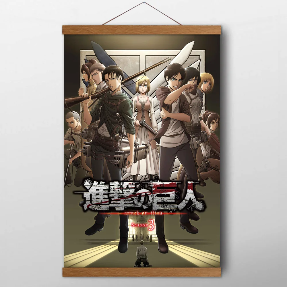 Solid-Wood-Scrolls-Painting-Attack-on-Titan-Anime-Posters-and-Prints ...