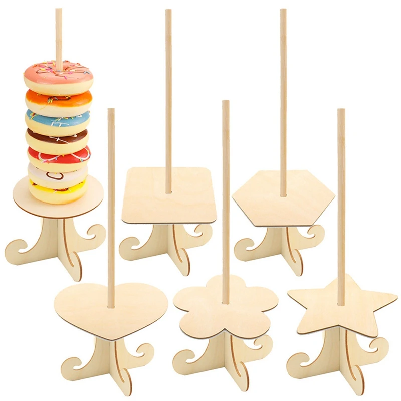 Wooden Donut Display Stand Doughnut Bagels Dessert Display Holder ...