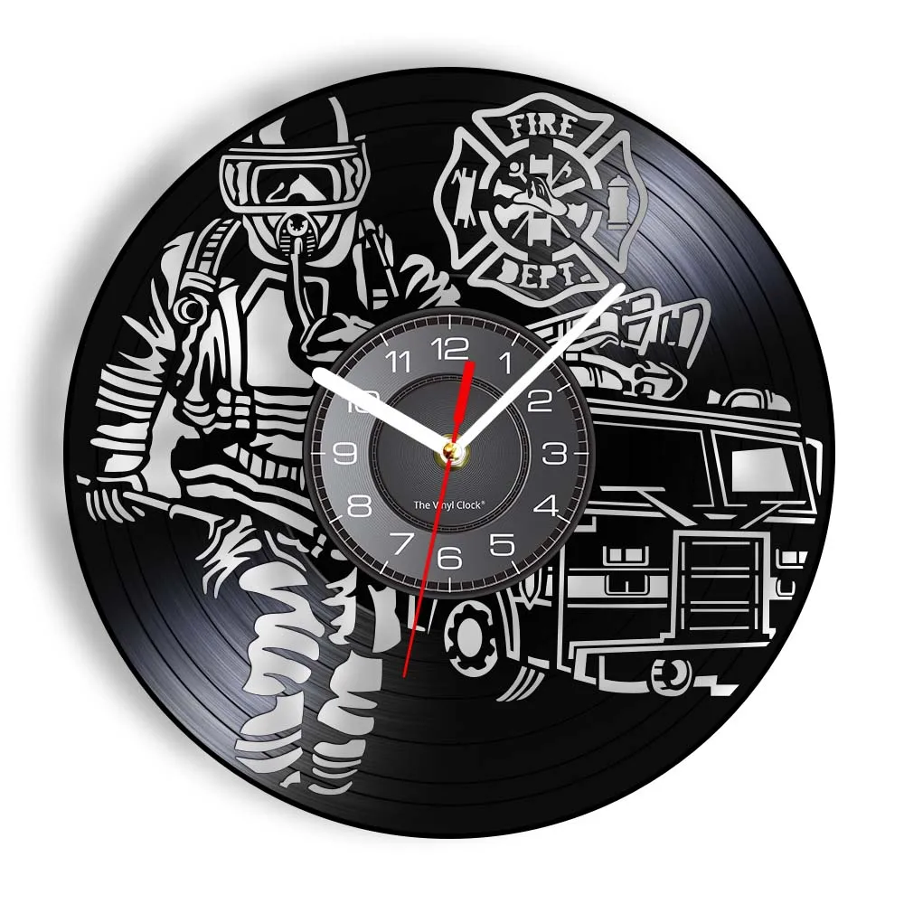 Fire-Control-Protection-Firefighting-Vinyl-Record-Wall-Clock-Fire ...