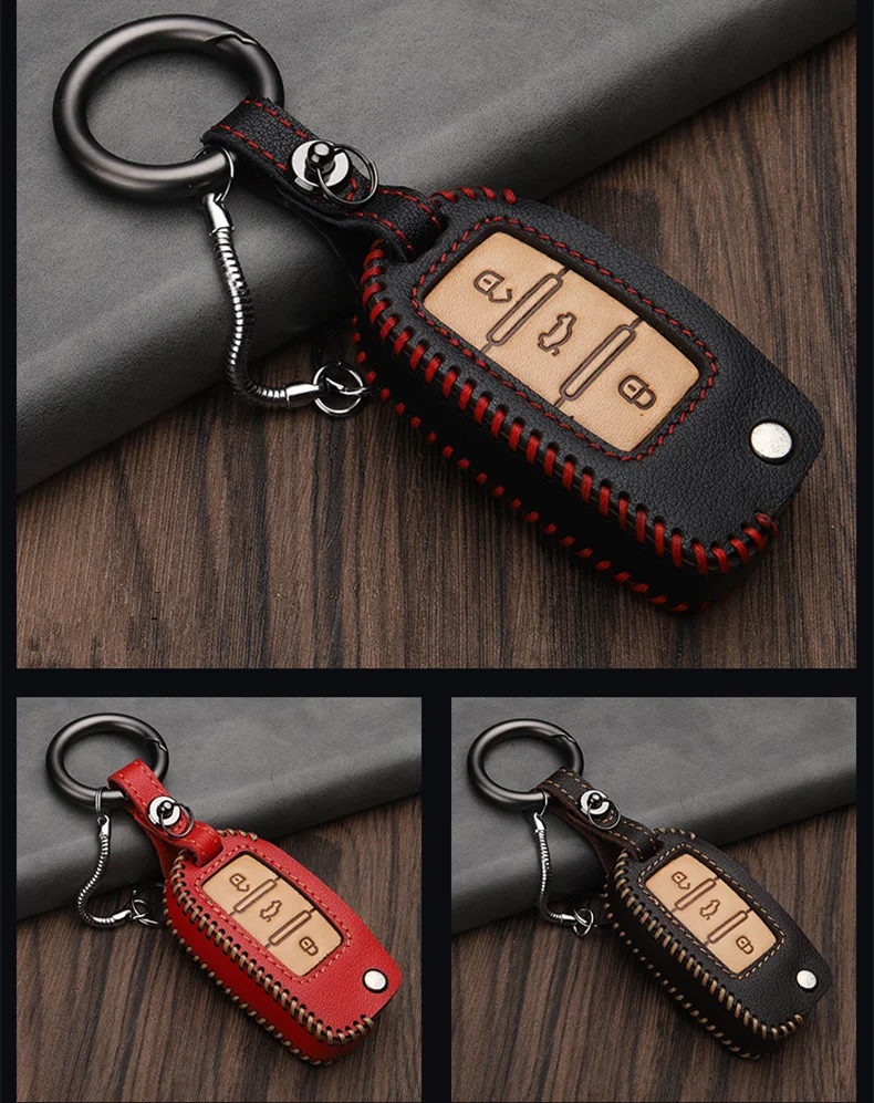 GM06474-Coque cléHousse de clé de voiture en cuir pour VW Polo Golf ...