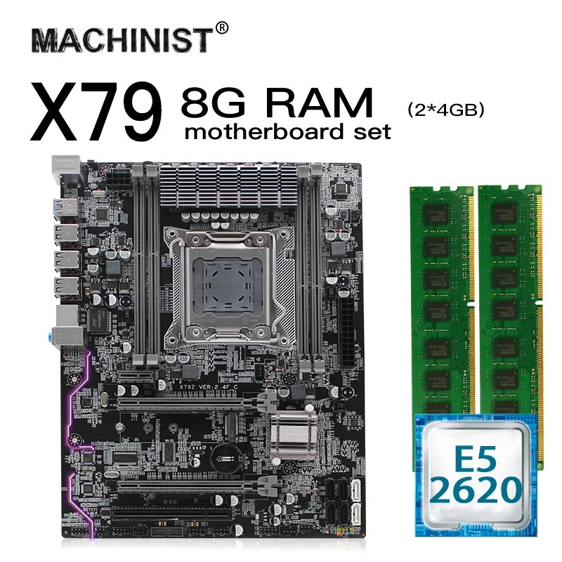 X79 Lga 2011 Motherboard Set Kit Atx With Intel Xeon E5 2620 Cpu 8g(2*4gb) Ddr3 Reg Ecc Ram M.2 ...