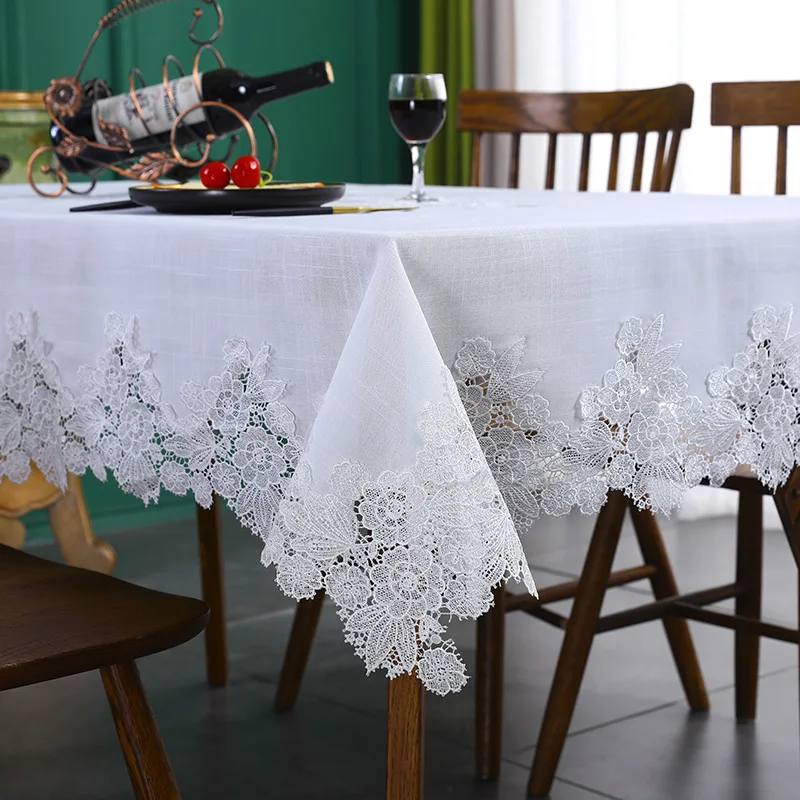 Cotton white lace tablecloth arshin lace Table Linens Linens etna.com.pe