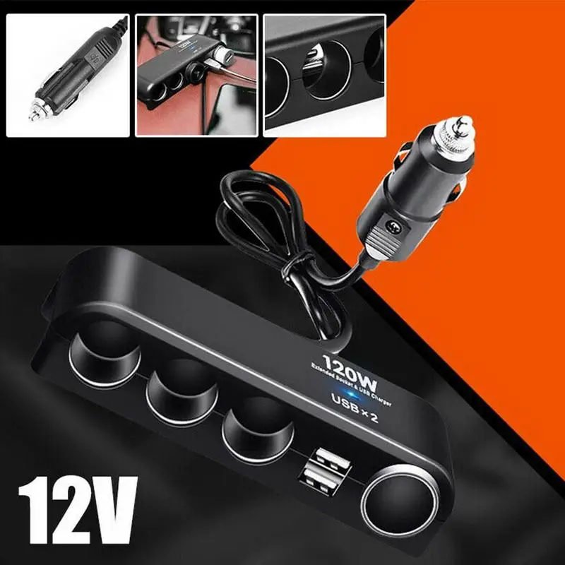 Allume-cigare de voiture,black--Allume cigare universel 12V 24V 4 voies ...