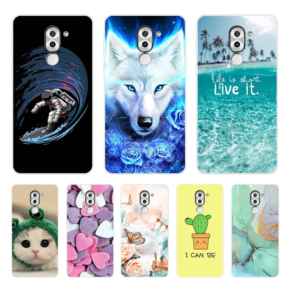 Silicone-Cover-For-Huawei-Honor-6X-Case-Cute-Cat-Flower-TPU-Phone-Case ...