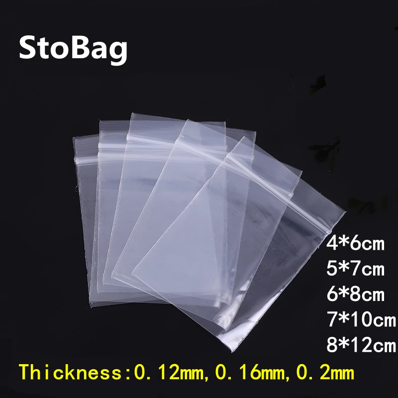 StoBag-100pcs-Transparent-Small-Ziplock-Bag-Zipped-Lock-Plastic-Reclosable-Thick-Clear-Jewelry ...