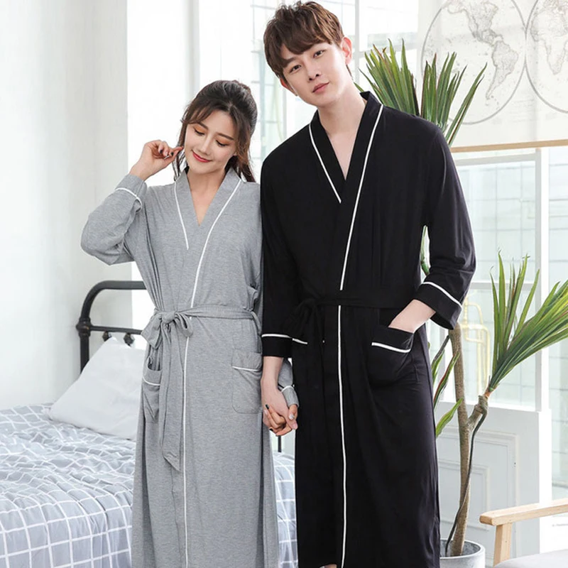 Lovers Modal Robe Cotton Robe For Women And Women Solid Bamboo Fiber ...