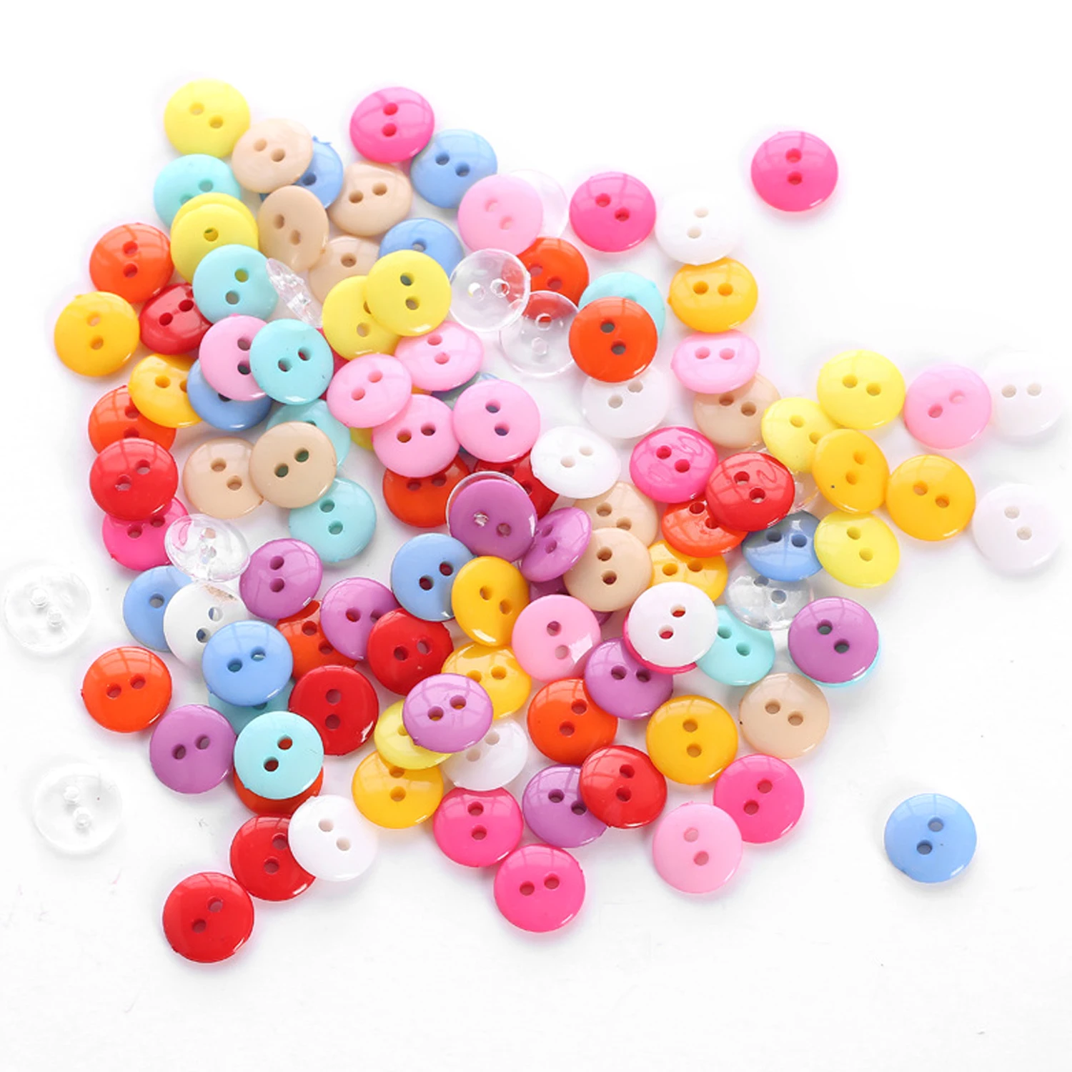 100PCS Assorted Color 2-Hole Round Plastic Buttons for Kids Children ...