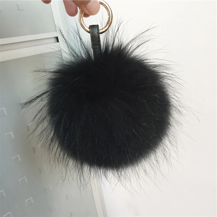 100% Real Raccoon Fur Pom Accessories Chain Mixed Colors Big Size Ball ...