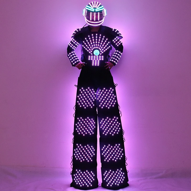 Traje De Robot con luz LED, chaqueta De Robot, casco, zancos, andador ...