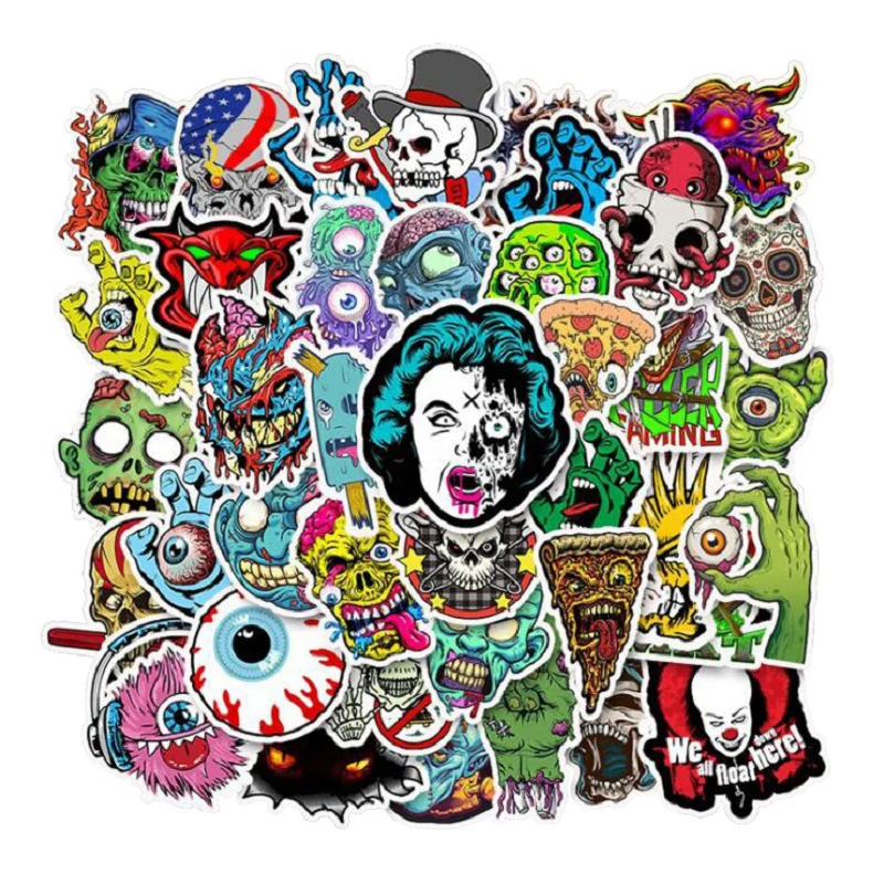 50 шт смешанные серии ужасов граффити наклейки в стиле панк для ноутбука скейтборд Diy гитара