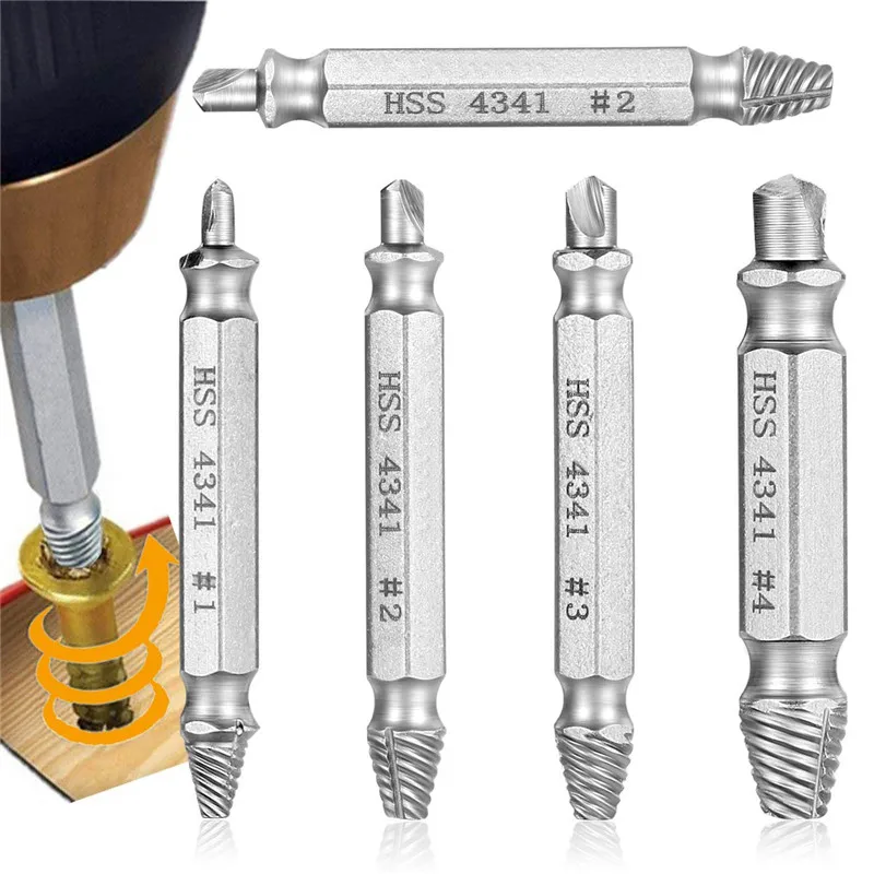 4Pcs-set-Broken-Damaged-Screw-Extractor-Drill-Bit-Guide-Set-Broken-Bolt ...