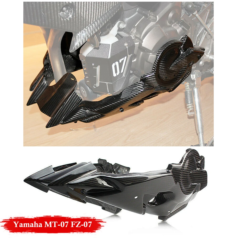 Real Carbon Fiber Bellypan For YAMAHA MT07 FZ07 Belly Pan Lower Engine ...