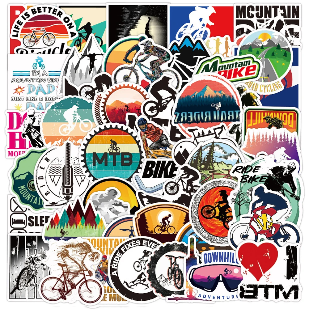 50PCS Mountain Bike Stickers Waterproof Outdoor MTB Bicycle Sticker ...