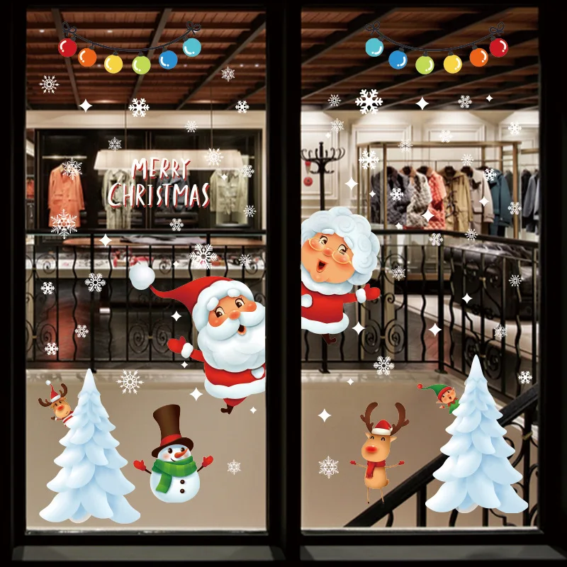 Wall Décor Snowman stickers Shop window stickers reindeer decal ...