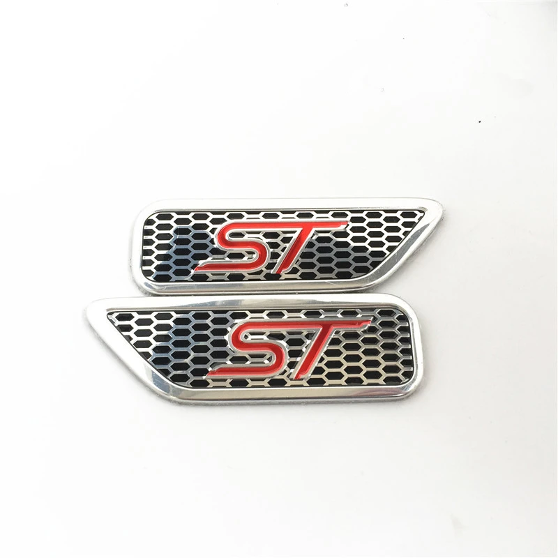 2Pcs For Ford ST Metal Vip Car Front Side Fender Silvery 3D Badge ...