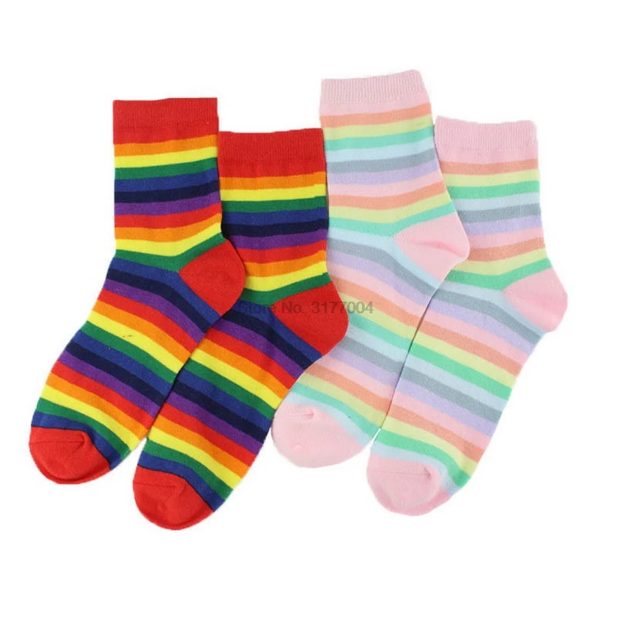 DHL 500pair Youth Beautiful Kawaii Girl Rainbow Socks Comfortable ...
