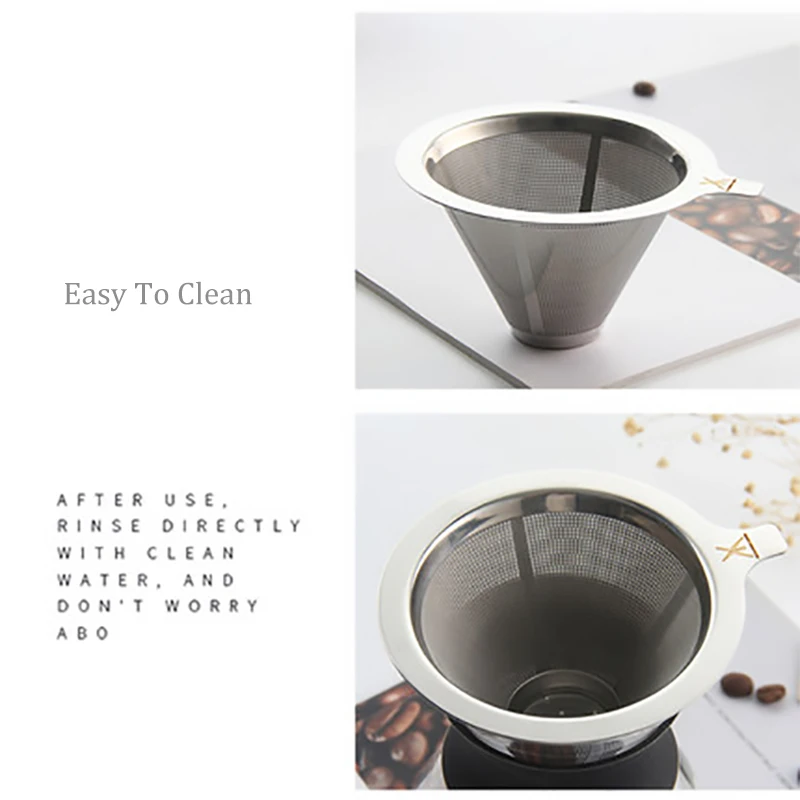 GUNOT Reusable Stainless Steel Funnel Metal Coffee Filter Double Layer ...