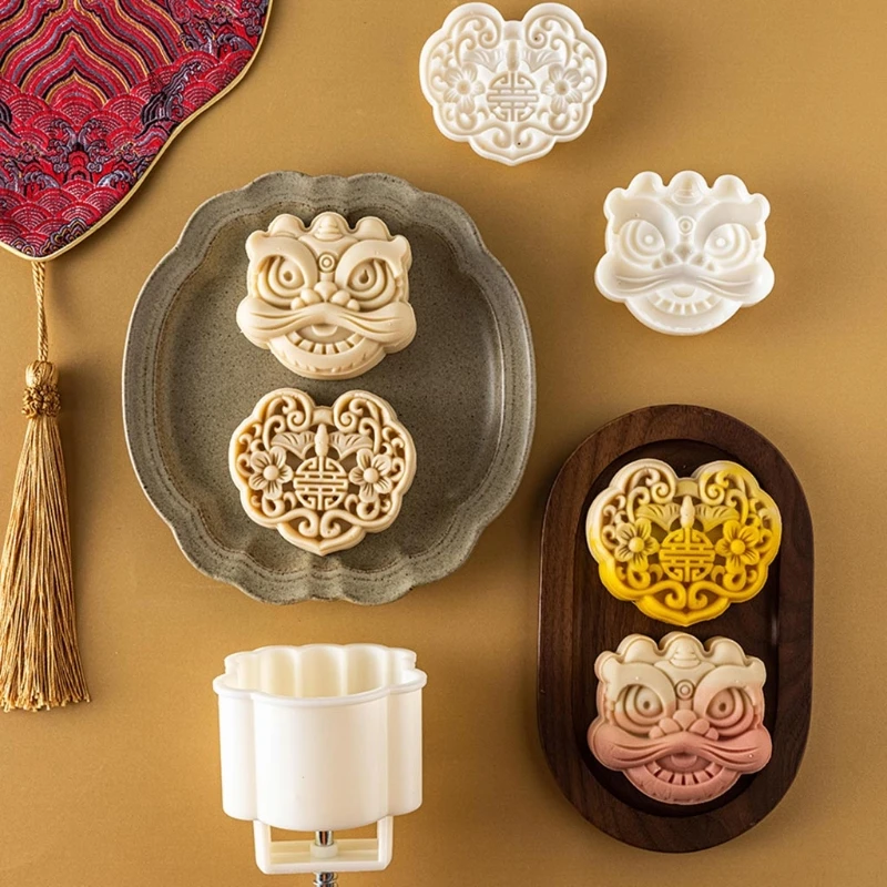 DIY 3D Mooncake Mould Set Flowers and Grass Pattern Shape Moon Cake ...