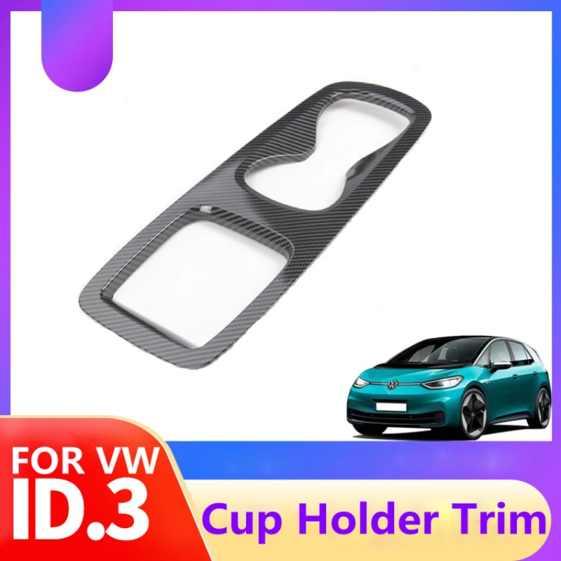 For VW ID.3 2021 Center Console Cup Holder Trim Cover Carbon Fiber Cup ...