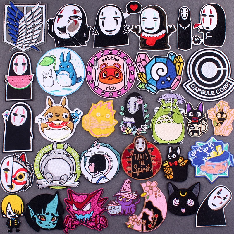 japanese-Anime-Patches-On-Clothes-Calcifer-Iron-on-Embroidered-Patches ...