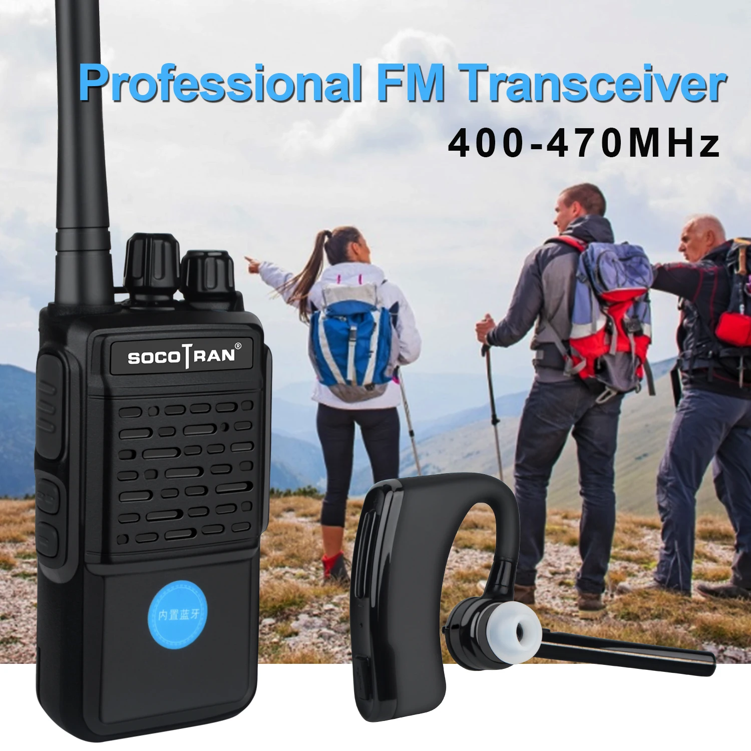 Walkie-Talkie-Wireless-Bluetooth-Headset-Two-Way-Radio-UHF-400-470MHz ...