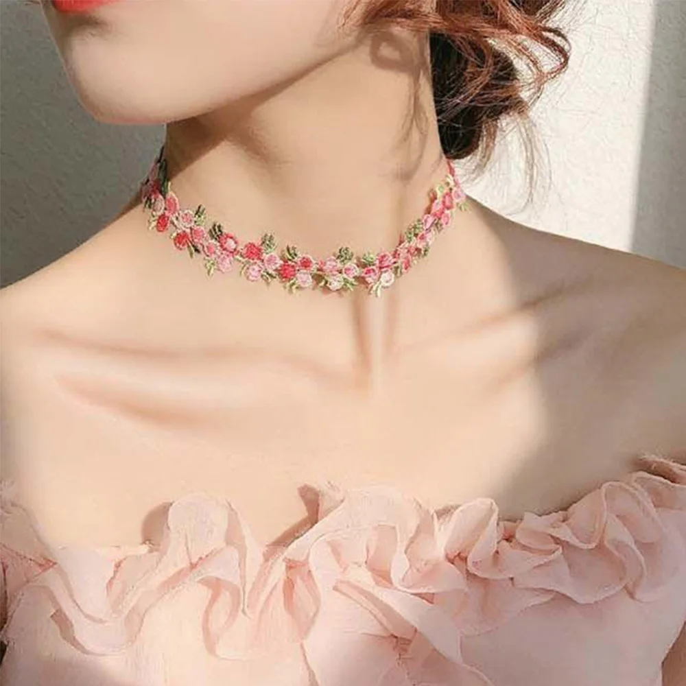 Boho-Embroidery-Flower-Choker-Necklace-for-Women-Girls-Romantic-Lace ...