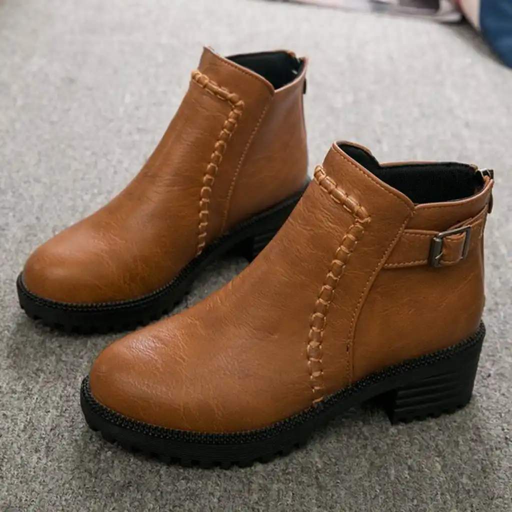 Venta > botas cortas de cuero mujer > en stock