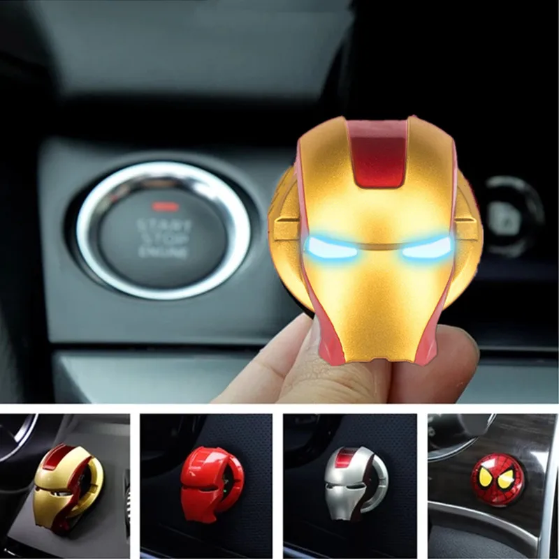 Marvel-Spiderman-Iron-Man-Car-Engine-Ignition-Start-Switch-Button-Cover ...