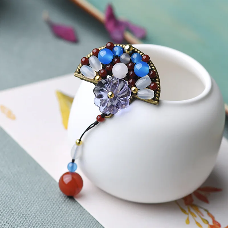 Ethnic wind brooch spring and summer fashion retro glazed pin cardigan ...