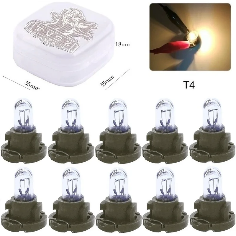 10Pcs T4 14V 1.4W Car Instrument Plate Light Bulbs Yellow Lamp for ...
