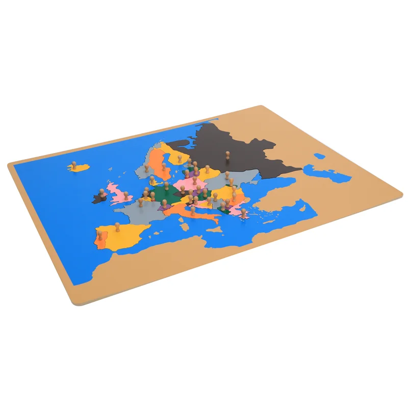 Wooden Puzzle Map of Europe Montessori Geography Materials Preschool ...