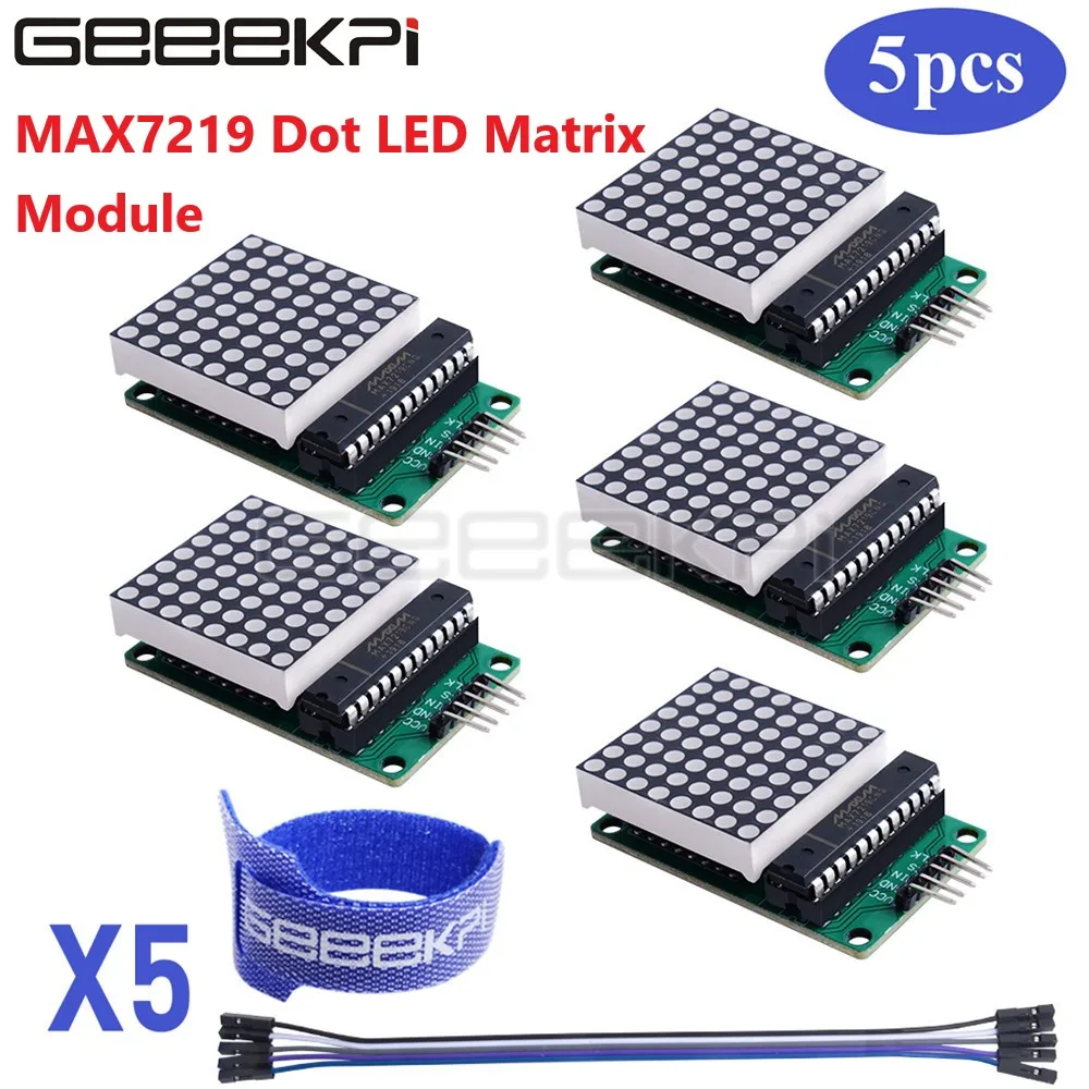 GeeekPi 5 팩 MAX7219 도트 Led 매트릭스 모듈 8x8 MCU, Arduino 5V 인터페이스 모듈용 디스플레이 제어 모듈|데모보드 액세사리| - AliExpress