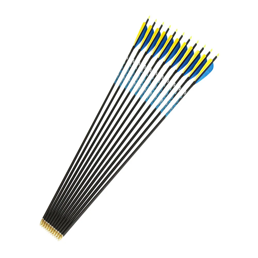 12pcs pure carbon arrow shafts spine340/400/500 3K weave ID6.2mm 5 ...