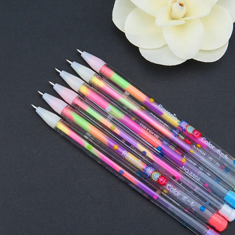 6 Color in 1 Gel Pens For Office Student Ink Pen Chalk Pen Xmas Gift ...