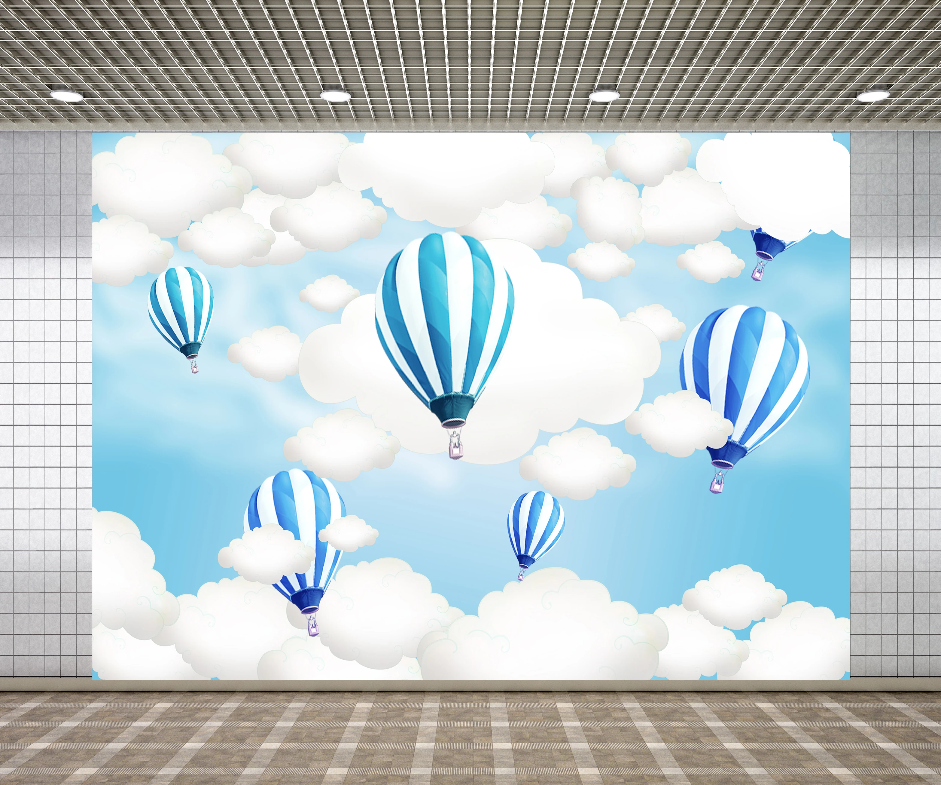 Lyavshi Hot Air Balloon Blue Sky White Clouds Custom Birthday Party ...