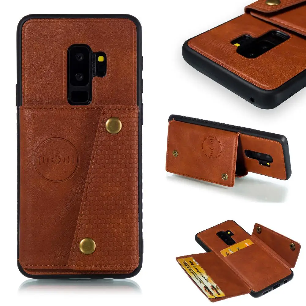 For Samsung S9 Plus PU Protective Phone Back Case with Card Slot ...