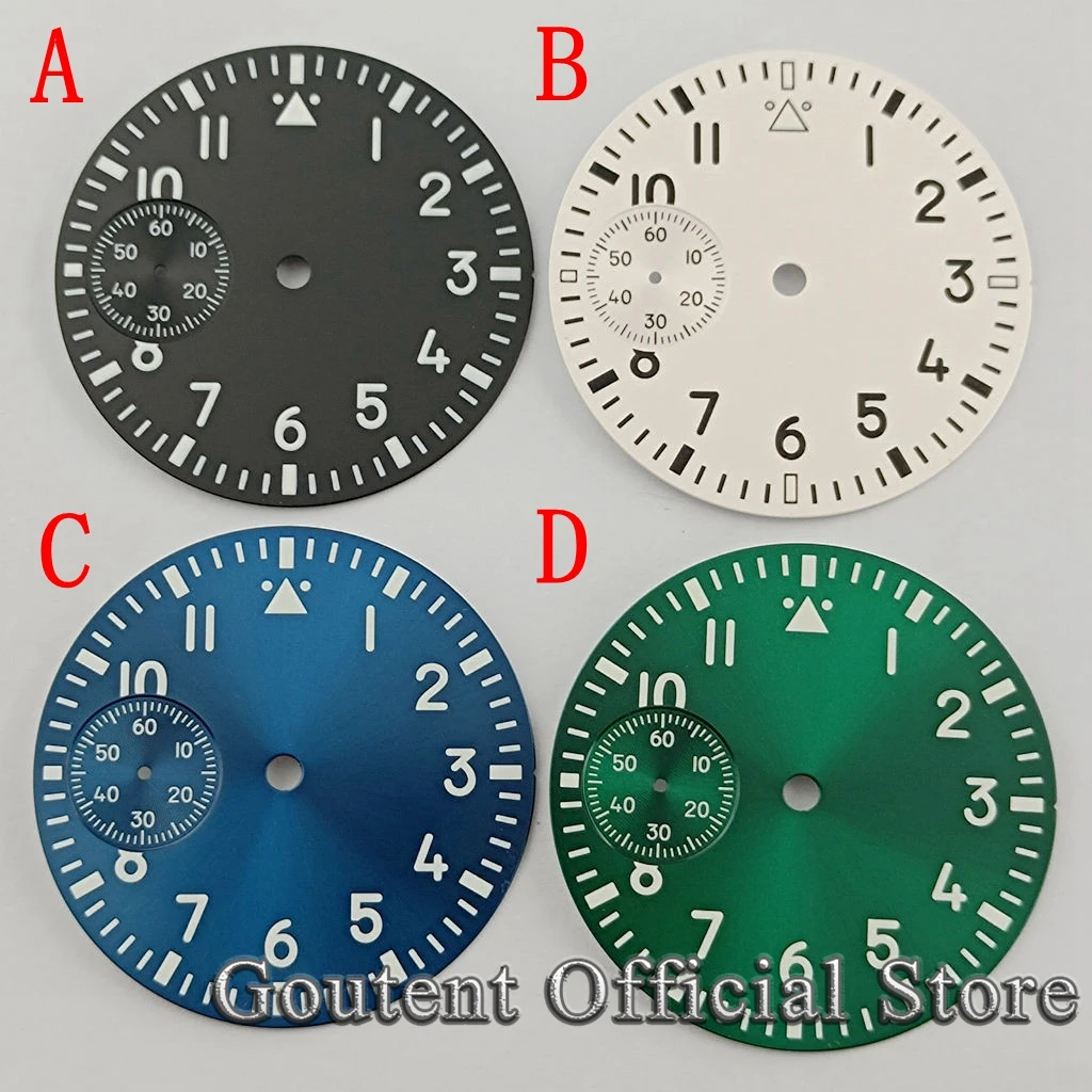 37mm sterile Black White Blue Green Watch Dial Green Luminous Fit eta ...