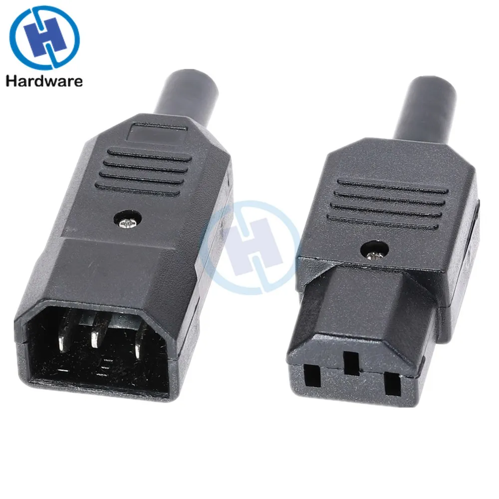 Tomada iec conector de tomada de cabo reto c13 c14 10a 250v preto fêmea ...