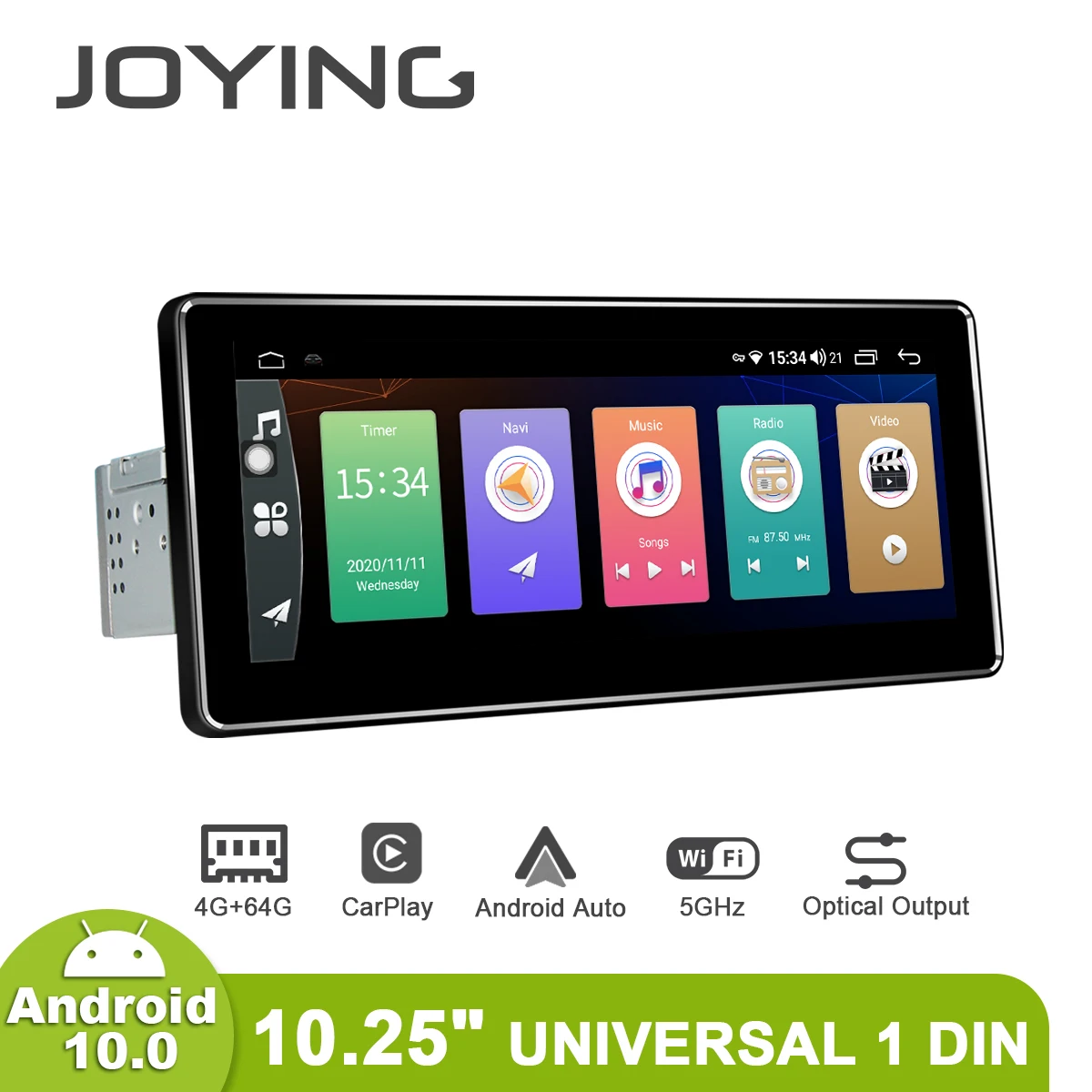 Joying Head Unit 10.25” 1 Din Universal Android Car Radio Multimedia ...