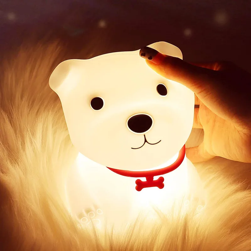 LED-Night-Lights-Cute-Dog-Lamp-Touch-Sensor-Remote-Control-RGB-Kids ...