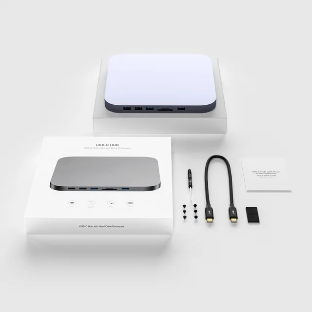 2020 Silver M1 Mac Mini Hub Ssd Adapter Hard Drive Enclosure Docking ...