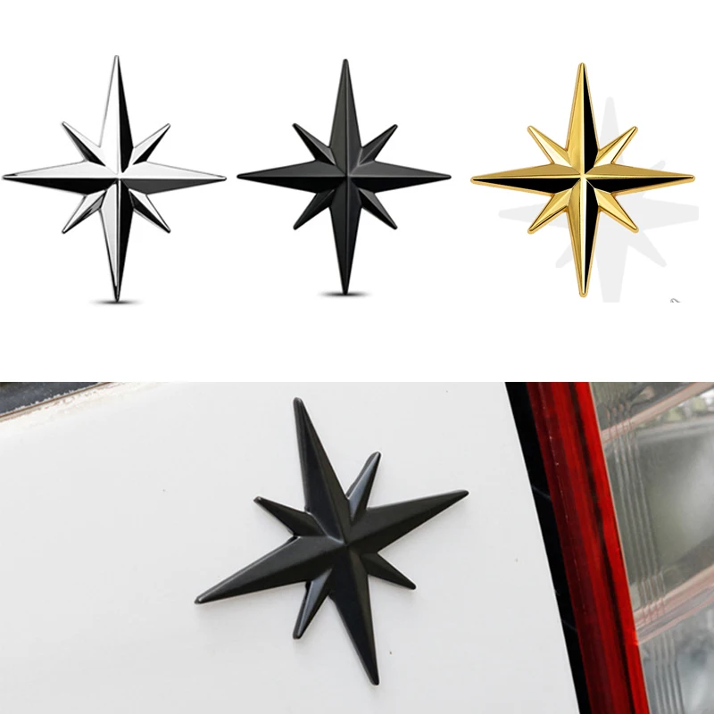 1pcs 3d Metal Car Decoration Metal Guide Star Adhesive Car Badge Emblem ...
