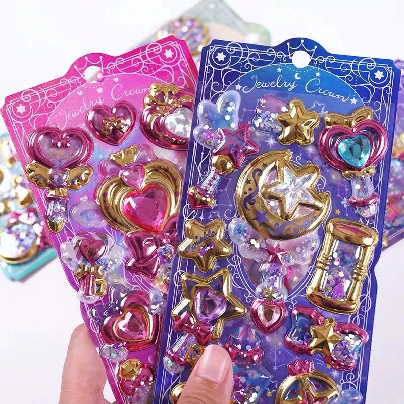 Kawaii-Beautiful-Girl-Magic-Wand-3D-Gem-Shine-Sticker-Cartoon-Cane ...