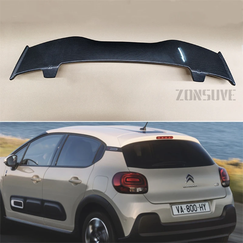 For-Citroen-C3-Spoiler-2018-2021-ABS-Plastic-Hatchback-Roof-Rear-Wing ...