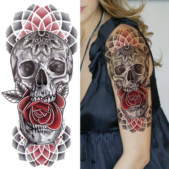 Skull Half Sleeve Tattoo Designs For Women