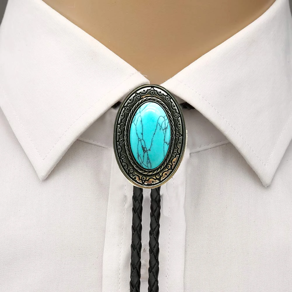 Corbata de bolo de piedra blanca de tuquoise de forma ovalada para ...