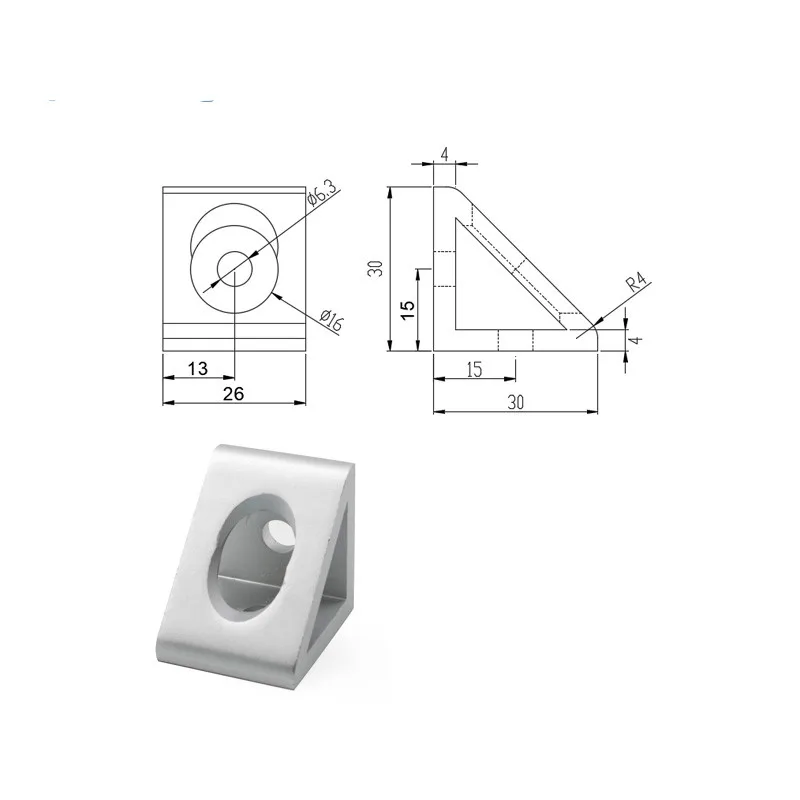 Link Cnc 2 Hole Triangular Connection Block For 3030 Aluminum Profile ...