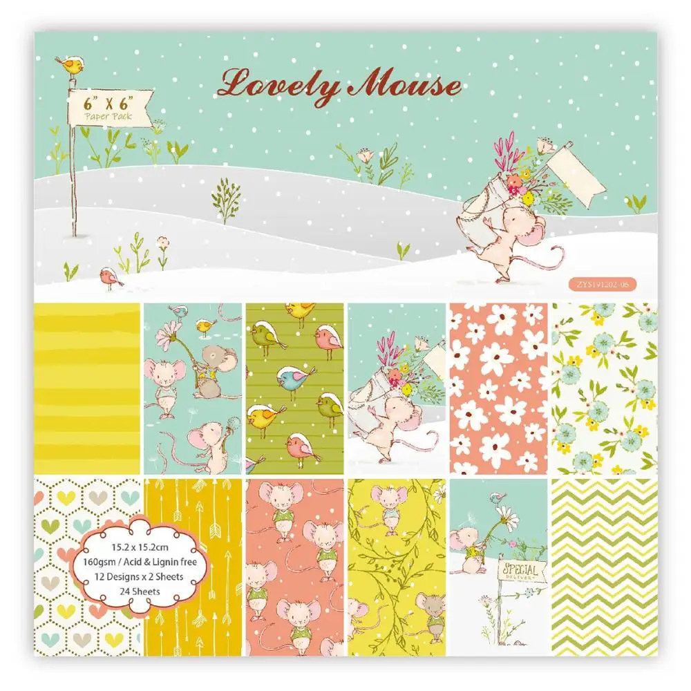 Dolce Vita 24pc Lovely Mouse Scrapbooking Pad Paper Scrapbook Paper ...