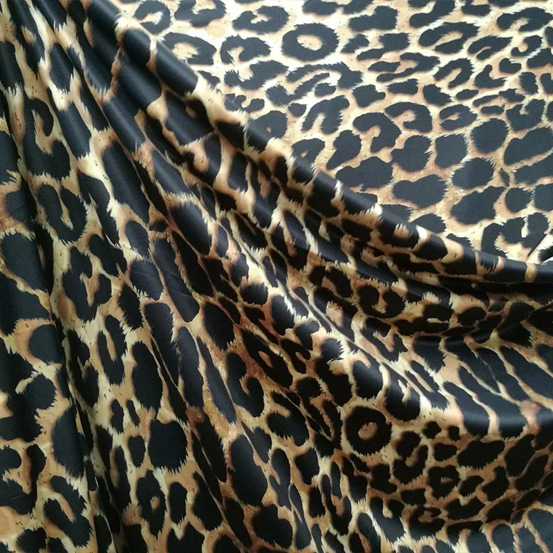 Good,4 Way Elastic,Black/Brown Leopard Dot Print Cloth,Diy Sewing,Dress ...