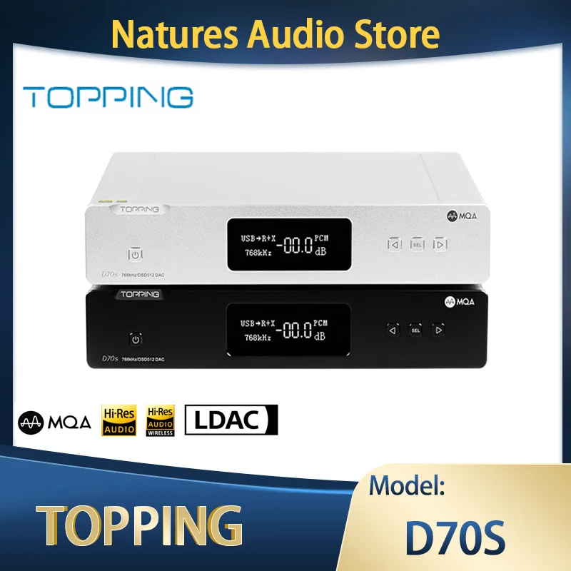 TOPPING predecodificador D70S MQA HIFI 2 AK4497 Bluetooth 5,0 32Bit/768K DSD512, amplificador ...